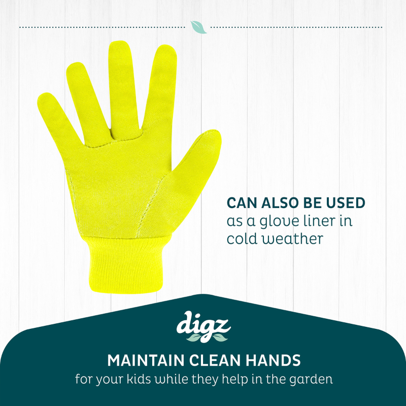 Digz Kids Jersey Garden Gloves | Soft & Comfortable Fit